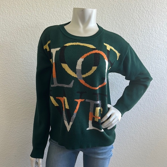 Loewe | Sweaters | Loewe Love Jacquard Sweater Green | Poshmark